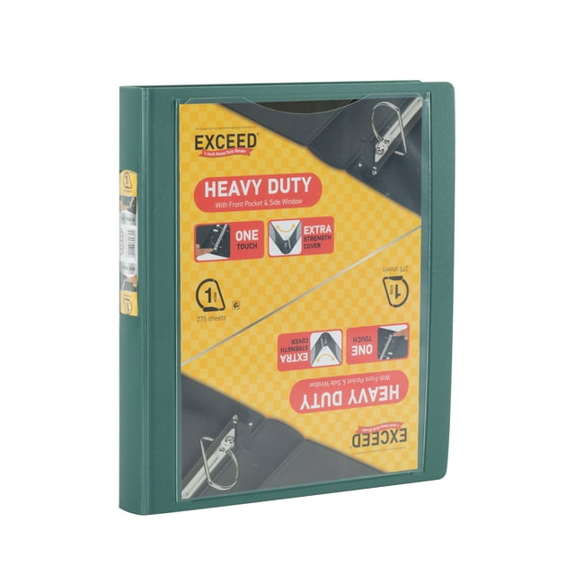 Exceed 3-Ring Heavy Duty Binder, 1 Inch, Green Emerald, Slant D-Ring ...