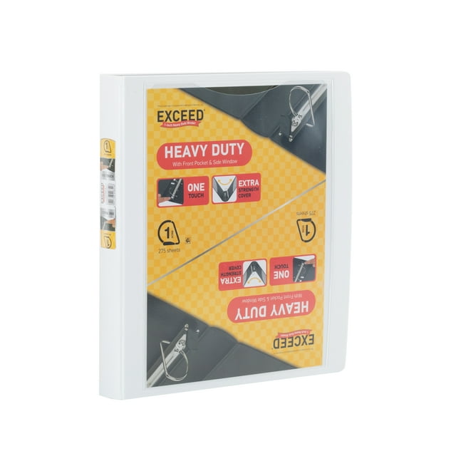 Exceed 3-Ring Heavy Duty Binder, 1 inch, White, Slant D-Ring - Walmart.com