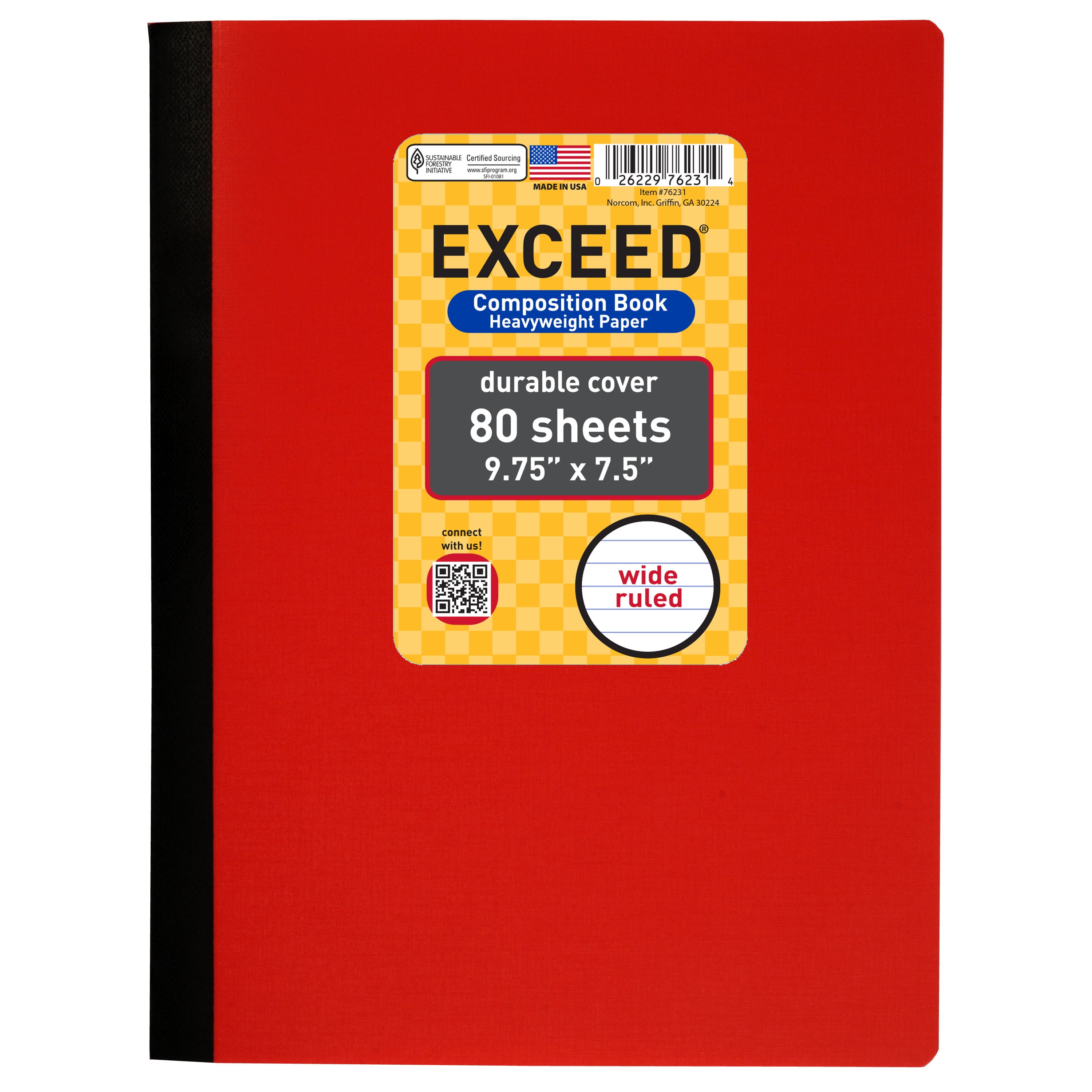 Exceed 80 Sheets Red Composition Book, WR 9.75 x 7.5 - Walmart.com