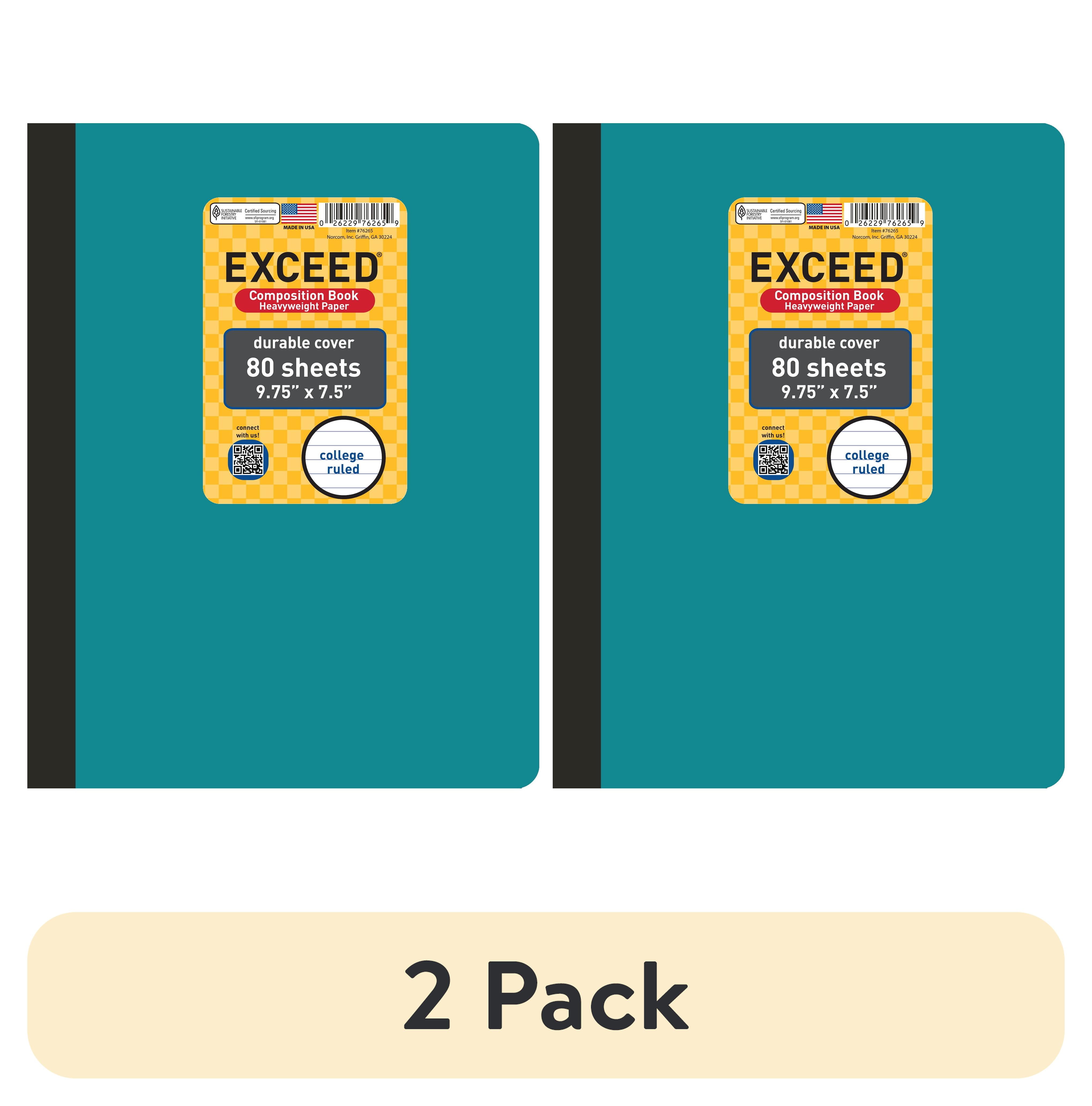 (2 pack) Exceed 80ct Aqua Haze Composition Book, CR 9.75 x 7.5x0.25 ...