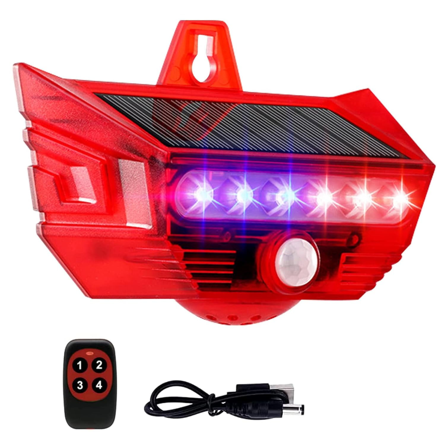 Excefore Solar Strobe Light Enhanced Outdoor Motion Sensor Alarm with Remote 4 Mode Motion ...