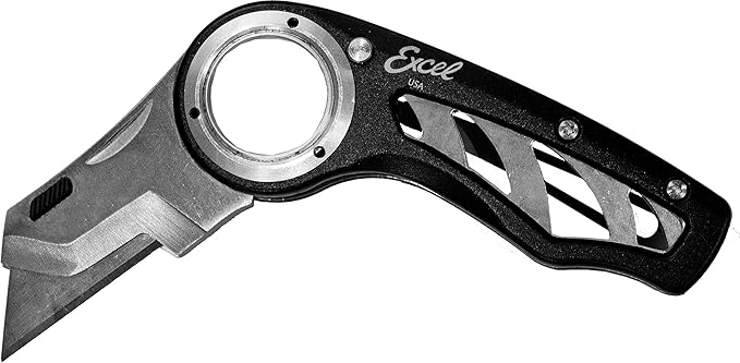 Excel Blades Revo Folding Pocket Utility Knife - Aluminum Body Heavy Duty Box Cutter with ...