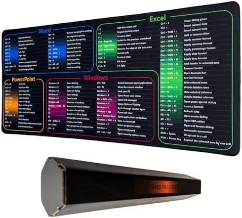 Excel Cheat Sheet Desk Pad & Shortcuts Mouse Pad - XXL 35.4"x15.7 ...