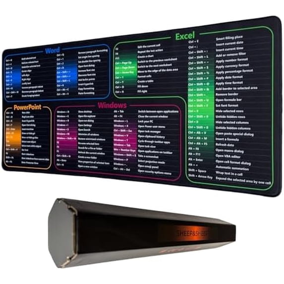 Excel Cheat Sheet Desk Pad & Shortcuts Mouse Pad - XXL 35.4"x15.7 ...