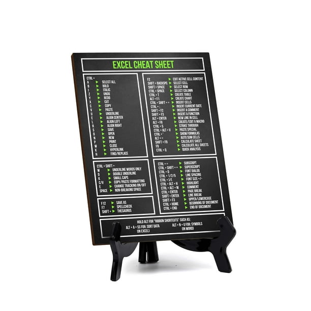 Excel Cheat Sheet Table Sign with Acrylic Stand (6x8“) | Computer ...