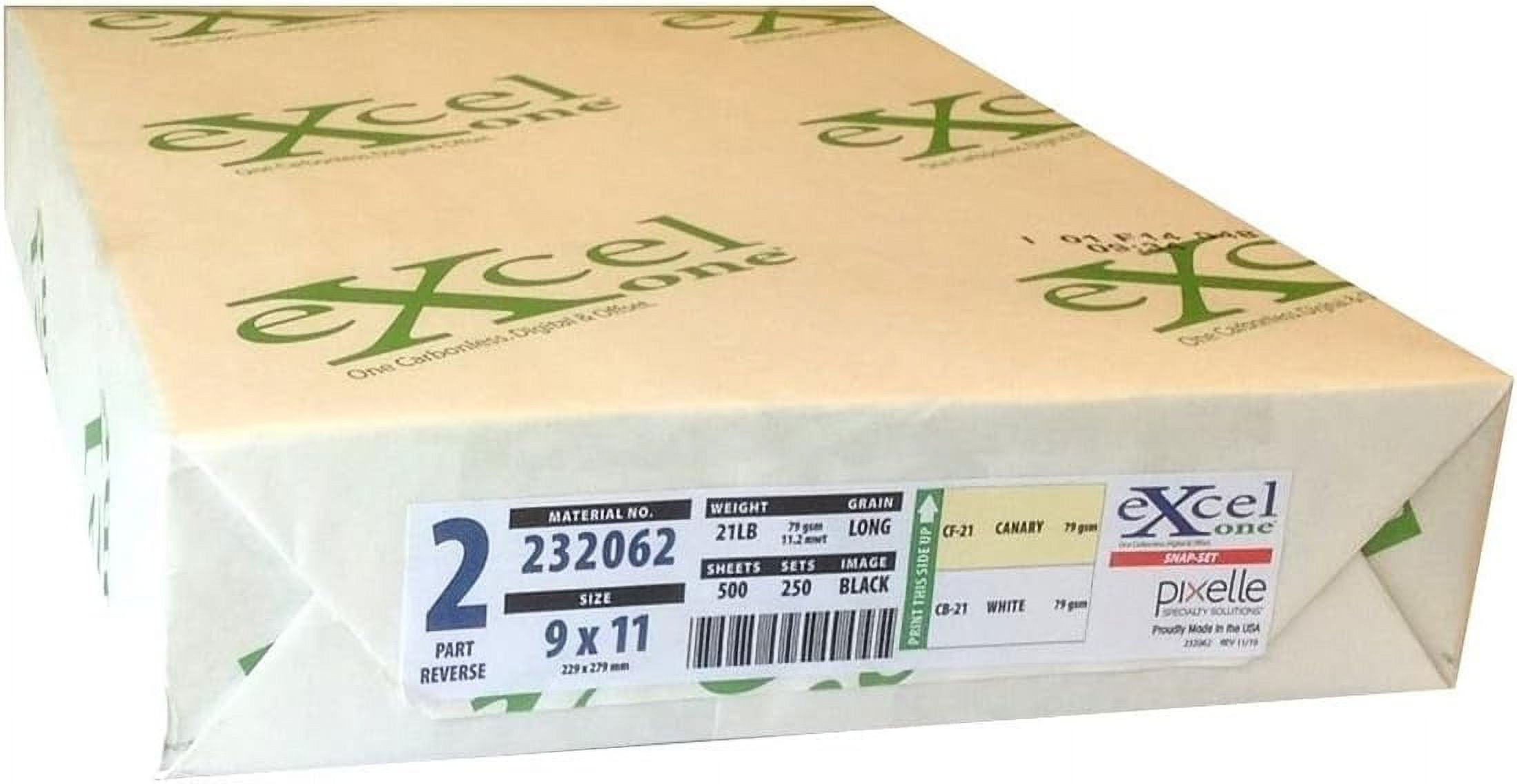 Excel One Carbonless 2-Part Reverse Paper (Canary/White), 9" x 11 ...