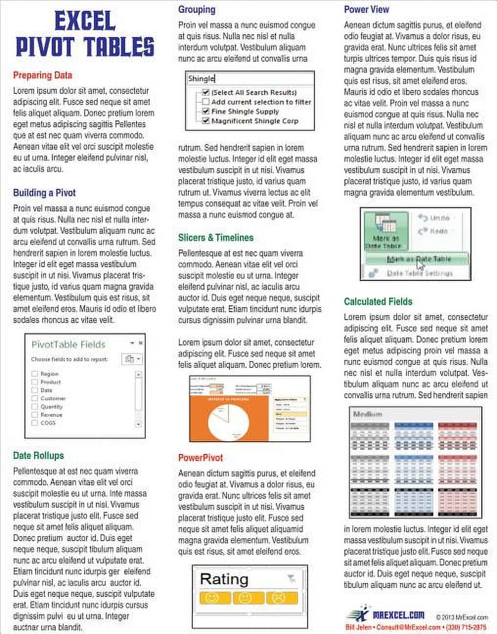 Excel Pivot Tables Laminated Tip Card : Pivot Table Tricks from MrExcel (Other) - Walmart.com