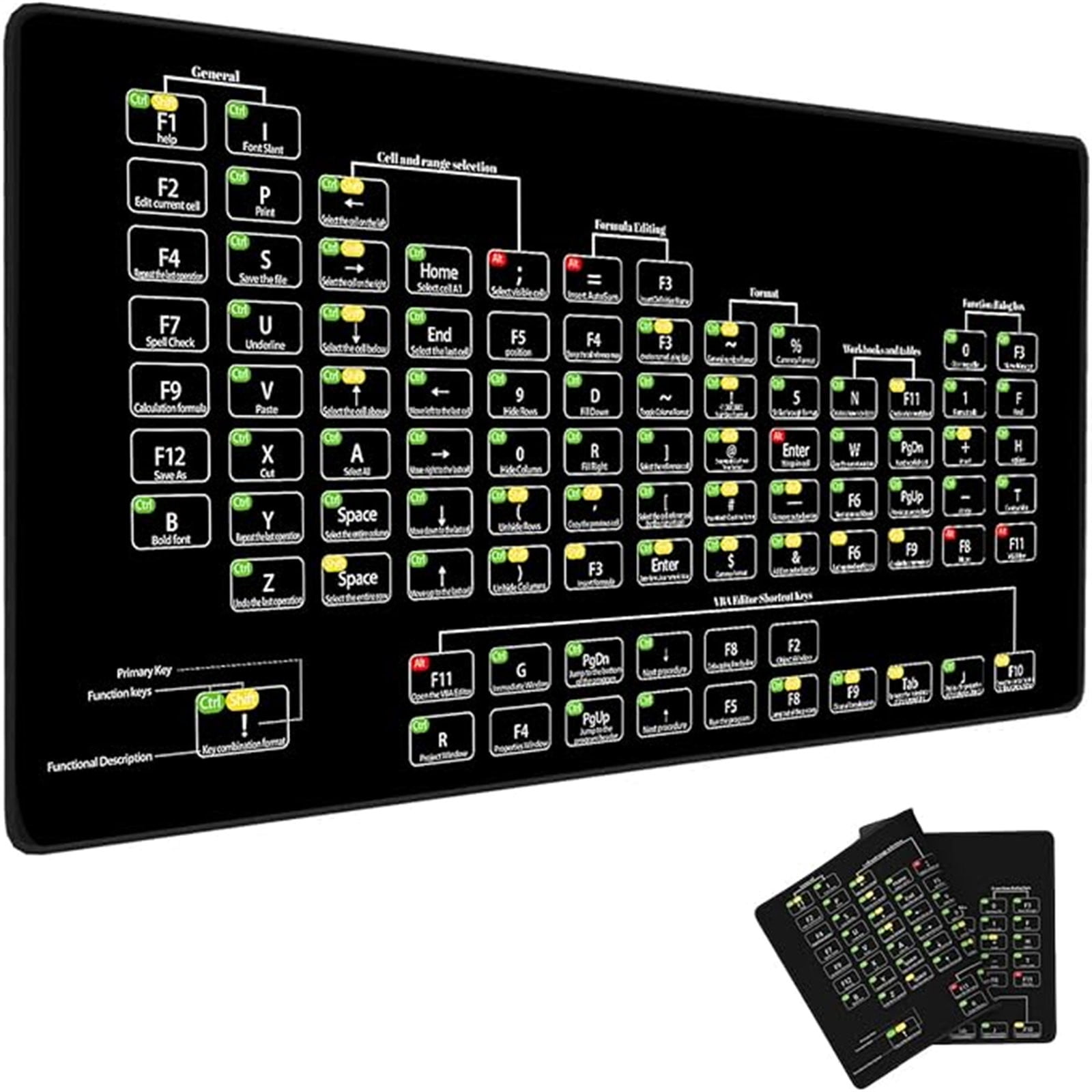 Excel Shortcut Keys Mouse Pad - Extended Large Gaming Mousepad ...