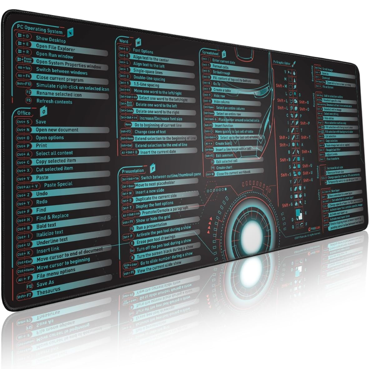 Excel Shortcut Keys Mouse Pad - Extended Large XL Cheat Sheet Gaming Mousepad | PC Office ...
