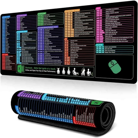 Excel Shortcut Pad - Extended Large XL Sheet Gaming Mousepad | PC ...