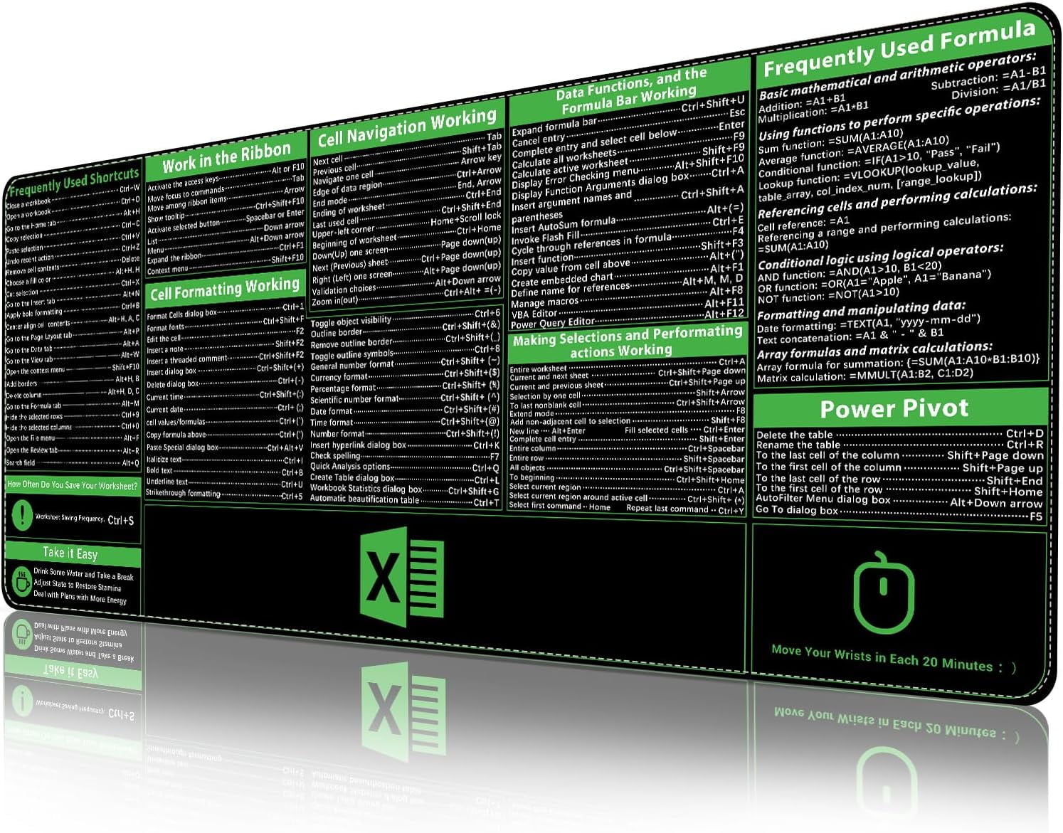 Excel Shortcuts Mousepad, Upgraded Pro Version, Extended Office Desk ...