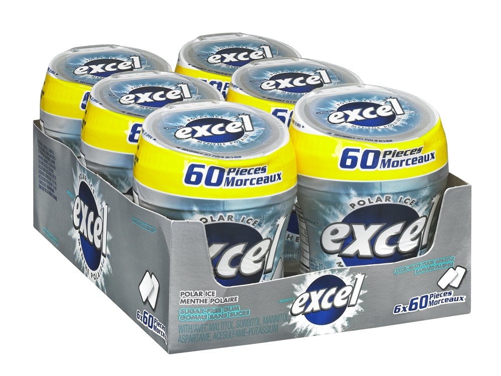 Excel Sugar-Free Gum, Polar Ice, 60pc Bottle, 6ct - Walmart.com