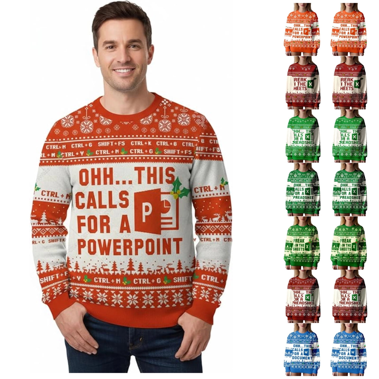 Excel Themed Ugly Christmas Sweater - Funny Spreadsheet Joke, Gift for ...