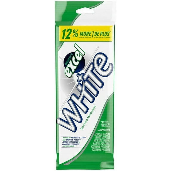 Excel White Spearmint, Teeth Whitening, Sugar Free Chewing Gum ...