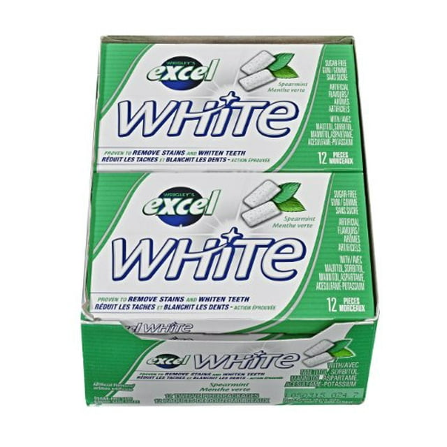 Excel White Sugar-Free Gum, Spearmint, 12 Count {Imported from Canada ...