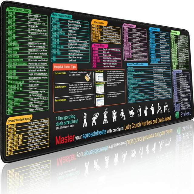 Excel/Word/Power Point/Windows Cheat Sheet Desk pad, Large Gaming ...