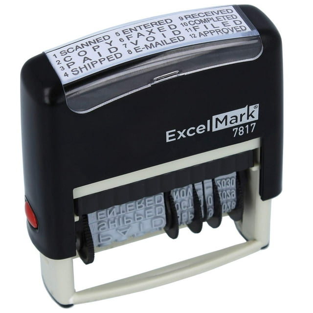 ExcelMark 12 Phrase Self-Inking Date Stamp - Paid, Scanned, E-mailed ...