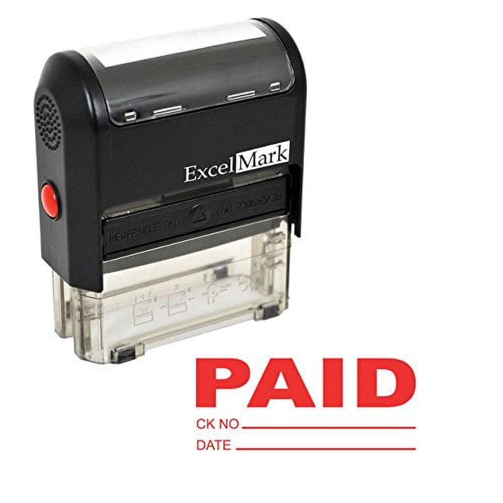 ExcelMark A1539 Self-Inking Paid Stamp with Check No & Date, Red Ink ...