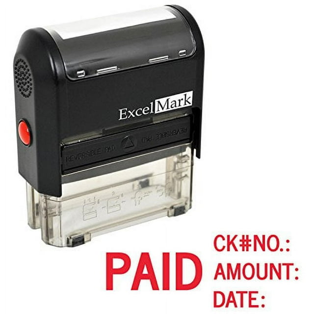 ExcelMark A1848 Paid Stamp Self Inking Stamps, Paid, Check No., Amount, Date Stamp, Red Ink ...