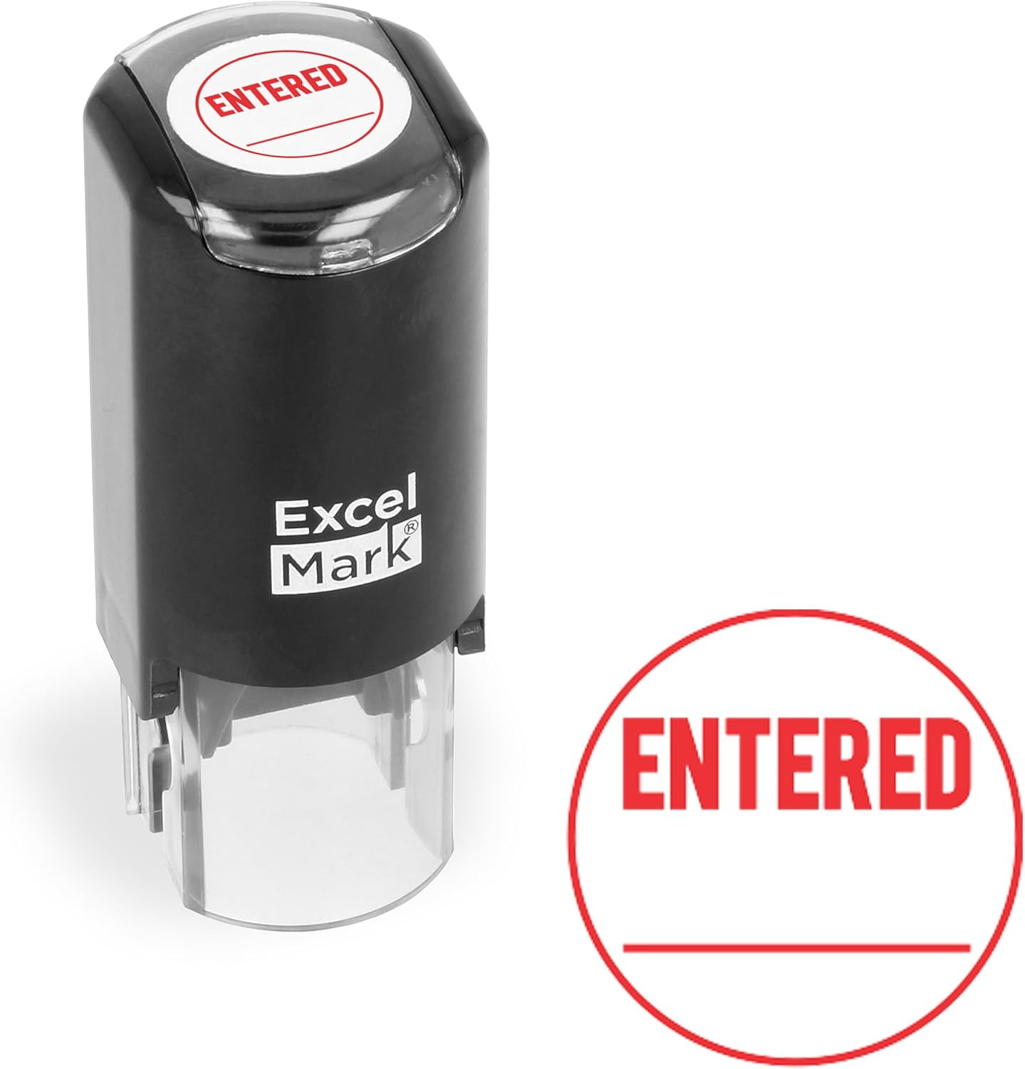 ExcelMark ENTERED Self-Inking Rubber Stamp - (A-17-Red Ink) - Walmart.com