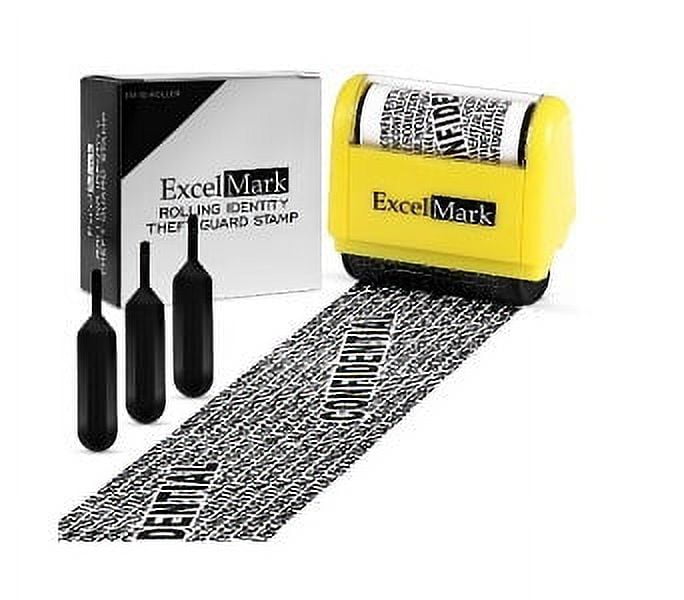 ExcelMark Wide ID Roller Stamp, Refillable Identity Theft Security ...