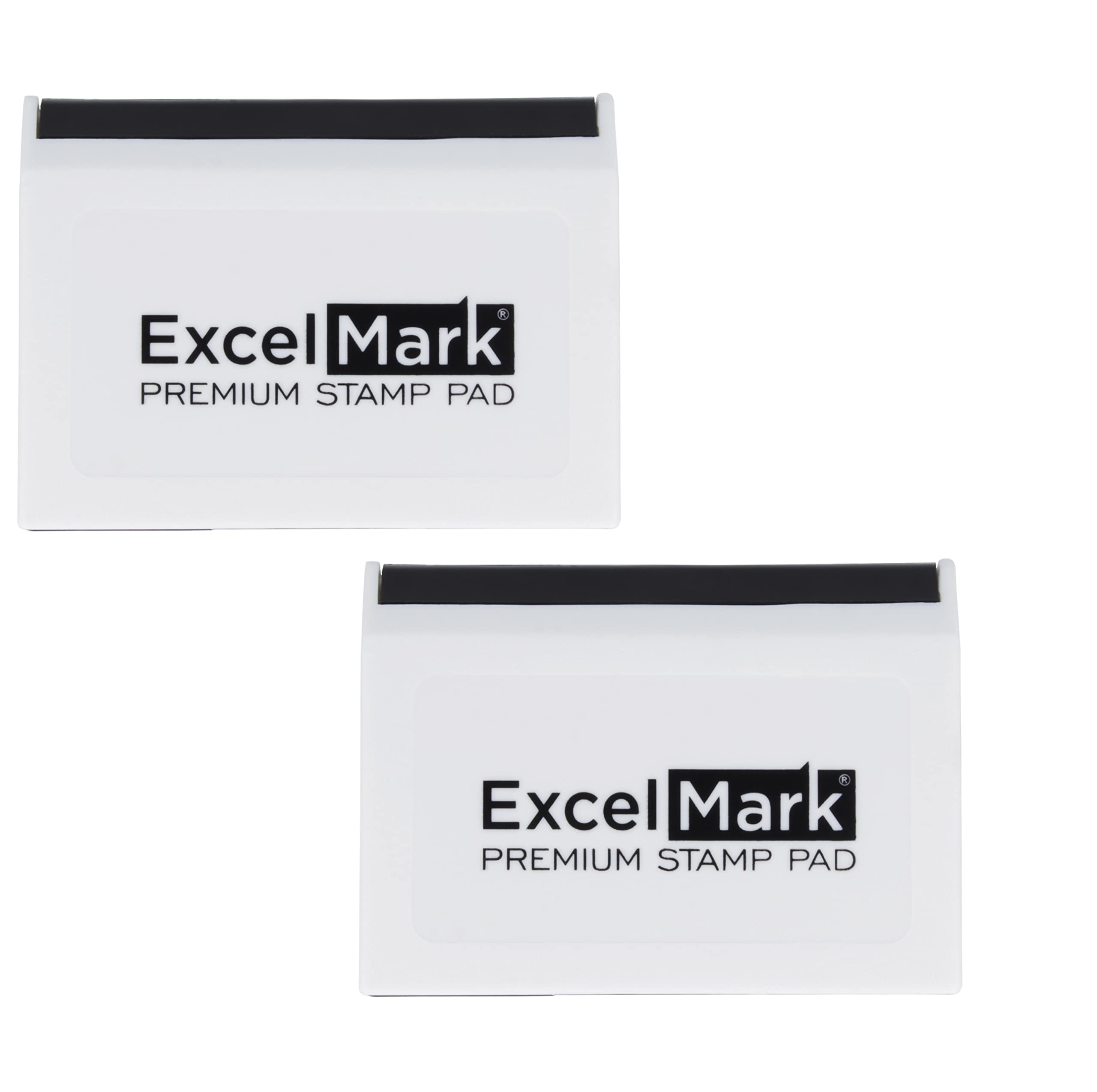 ExcelMark Ink Pad for Rubber Stamps 2-1/8" by 3-1/4" (Black Ink) - 2 ...
