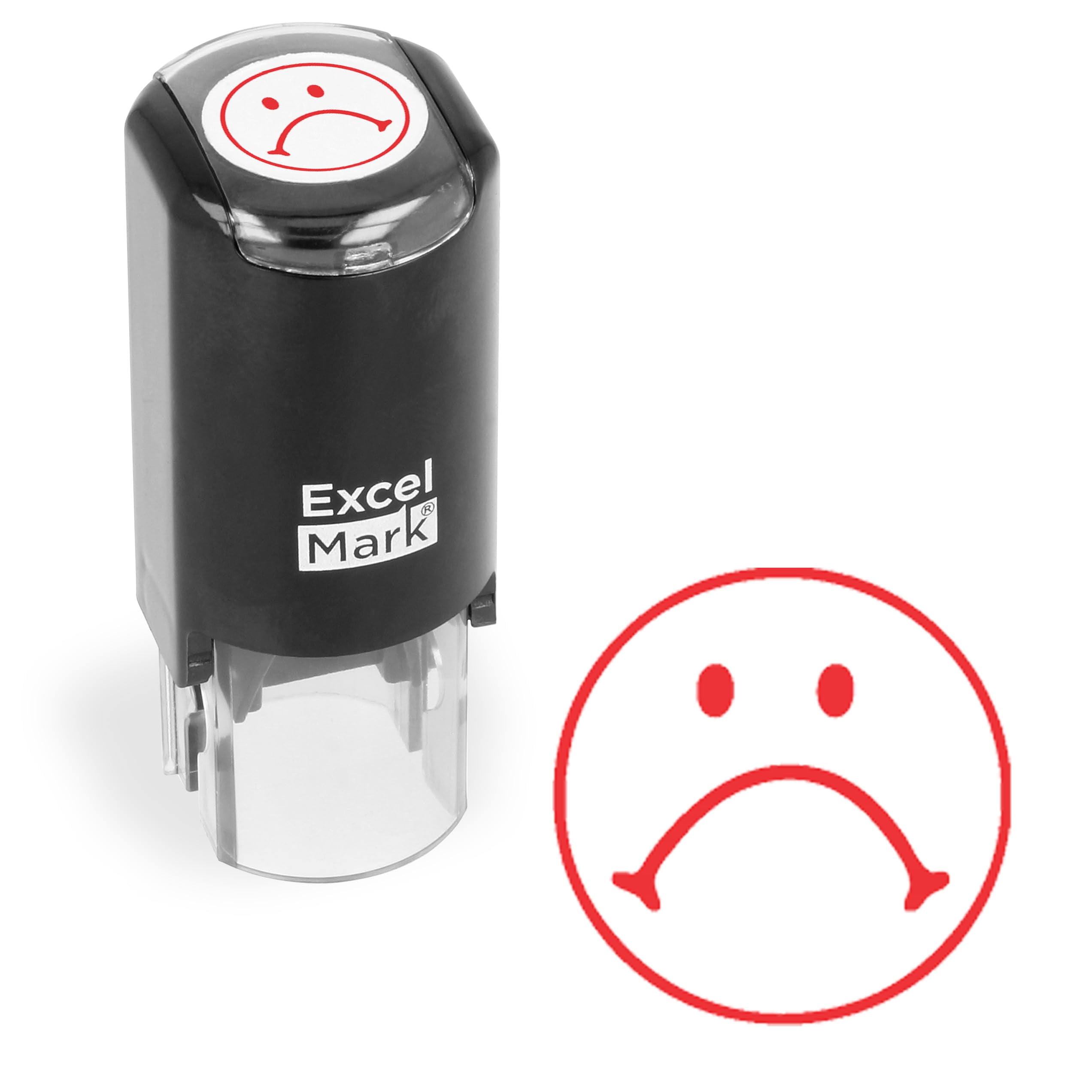 ExcelMark Round Teacher Stamp - Frown FACE 1 - RED Ink - Walmart.com