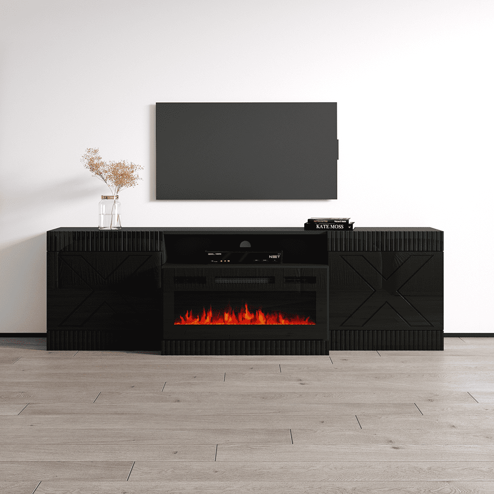 "Excelente BL-01 Modern High Gloss Fireplace TV Stand for 90"" TVs ...
