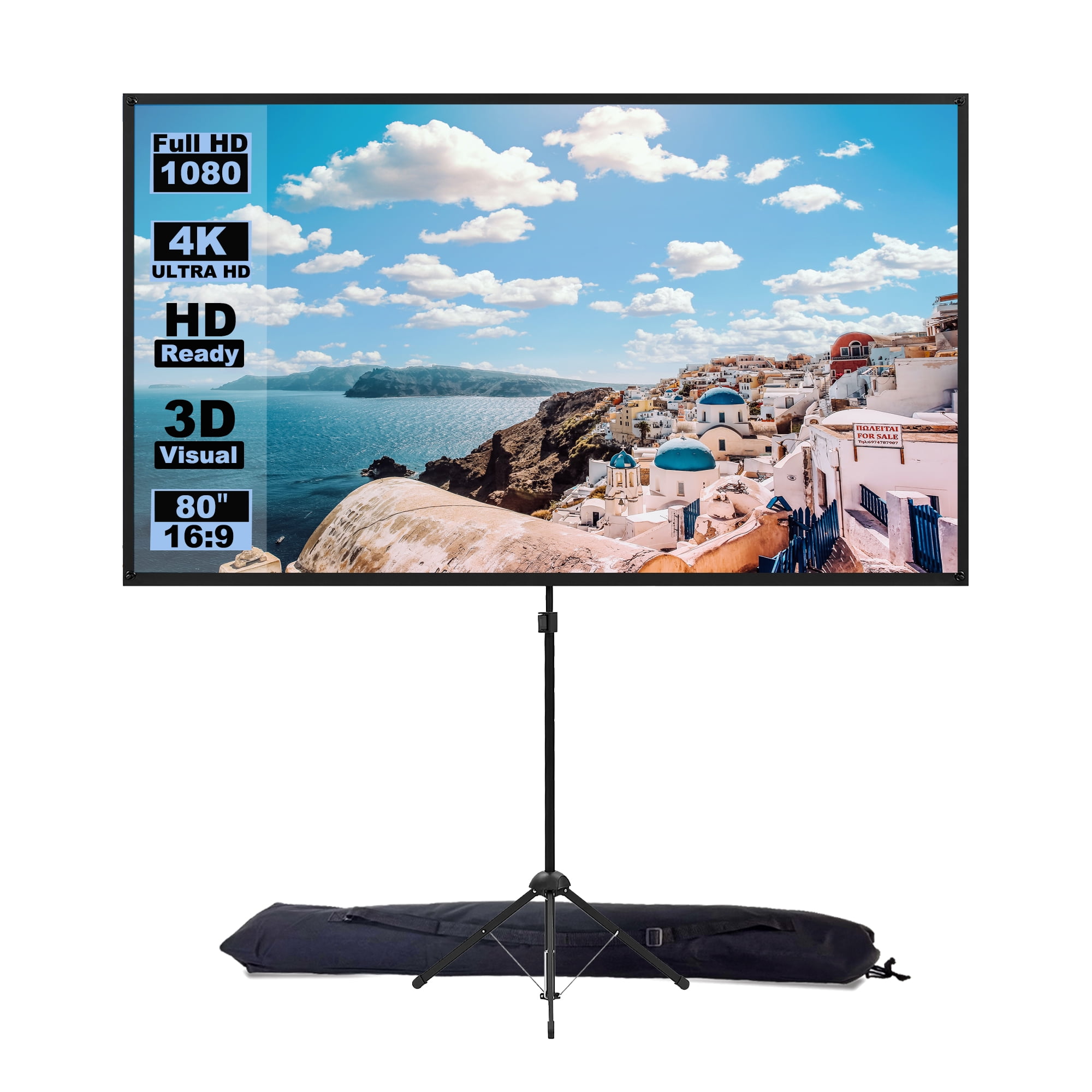 Excelimage 80 Inch 16:9 Portable Projector Screen with Stand, Indoor ...