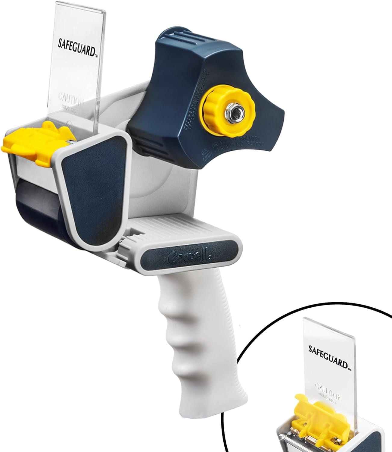 Excell Safeguard Packing Tape Dispenser with 1 Roll Tape, 2 Inch Wide ...