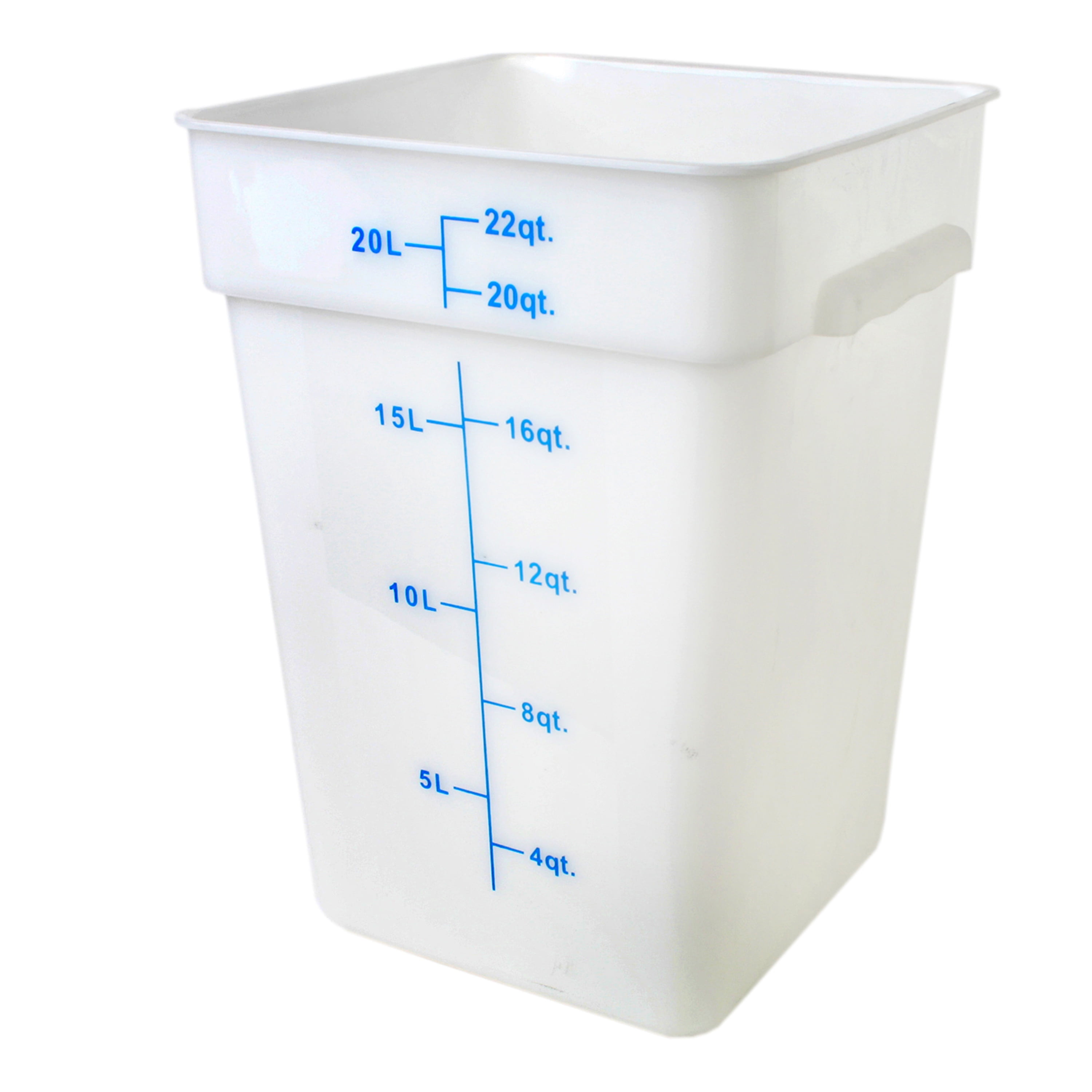 Excellante 22 quart plastic square food storage containers - white, NSF ...