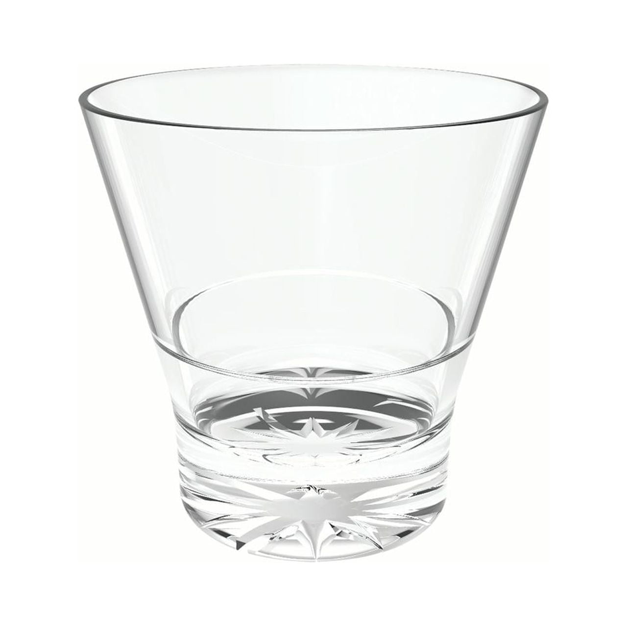 Excellante 8 oz rock glass, starburst base, stackable, polycarbonate ...