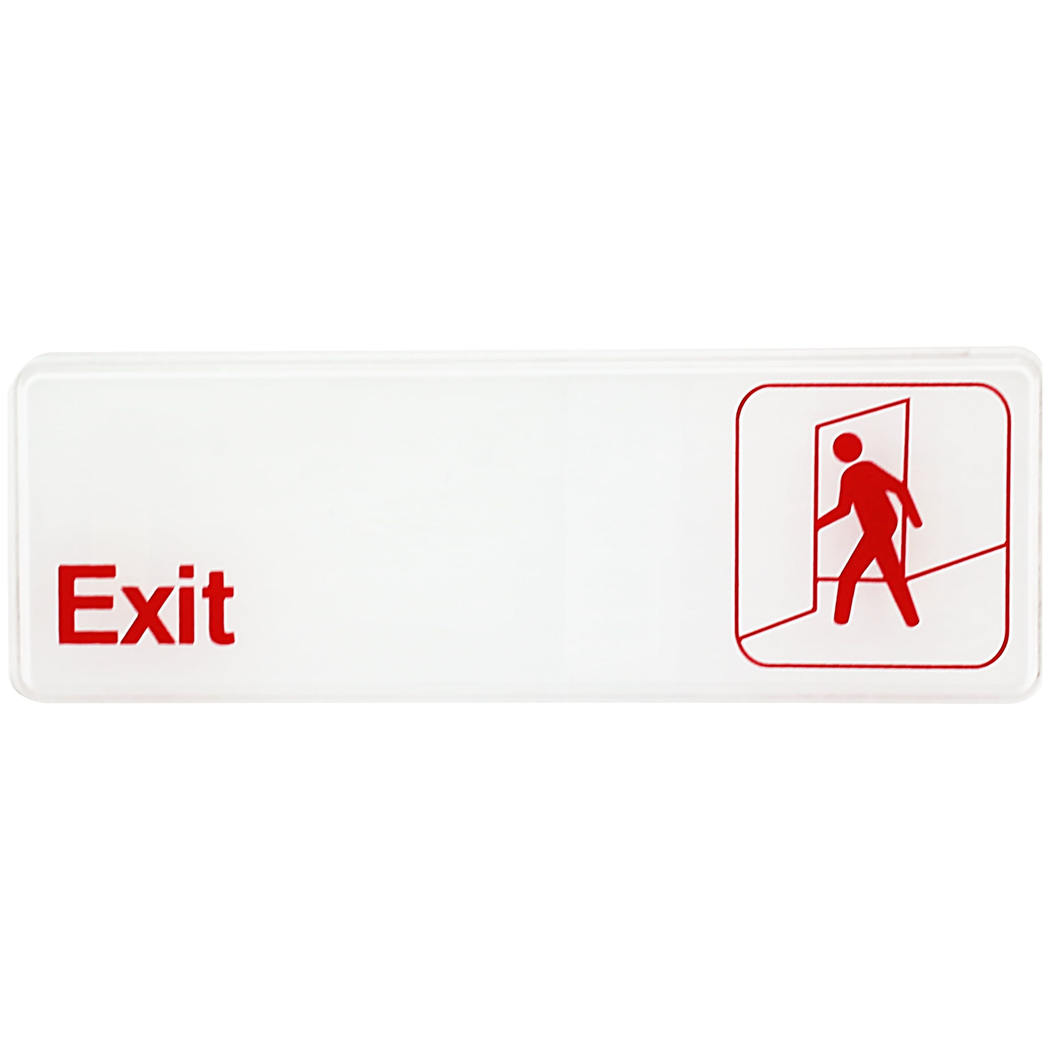 Excellante Red on white 9 x 3 inch information sign with symbols - exit ...