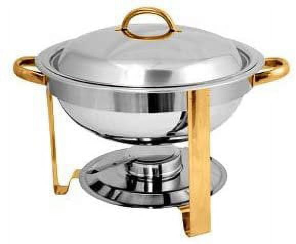 Excellante Stainless steel 4 quart gold accented round chafer, comes in ...
