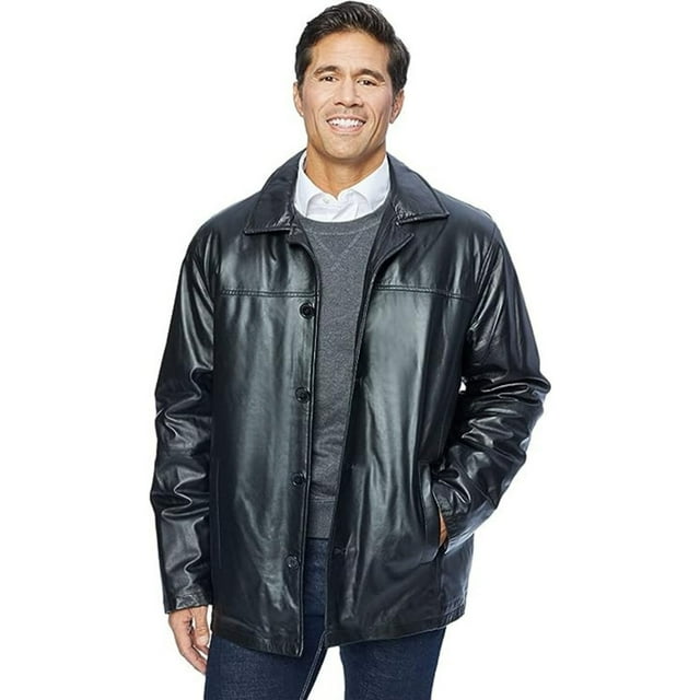 Excelled Leather Men's Genuine Lambskin Black/Brown Real Leather Jacket Four Button Car Coat ...