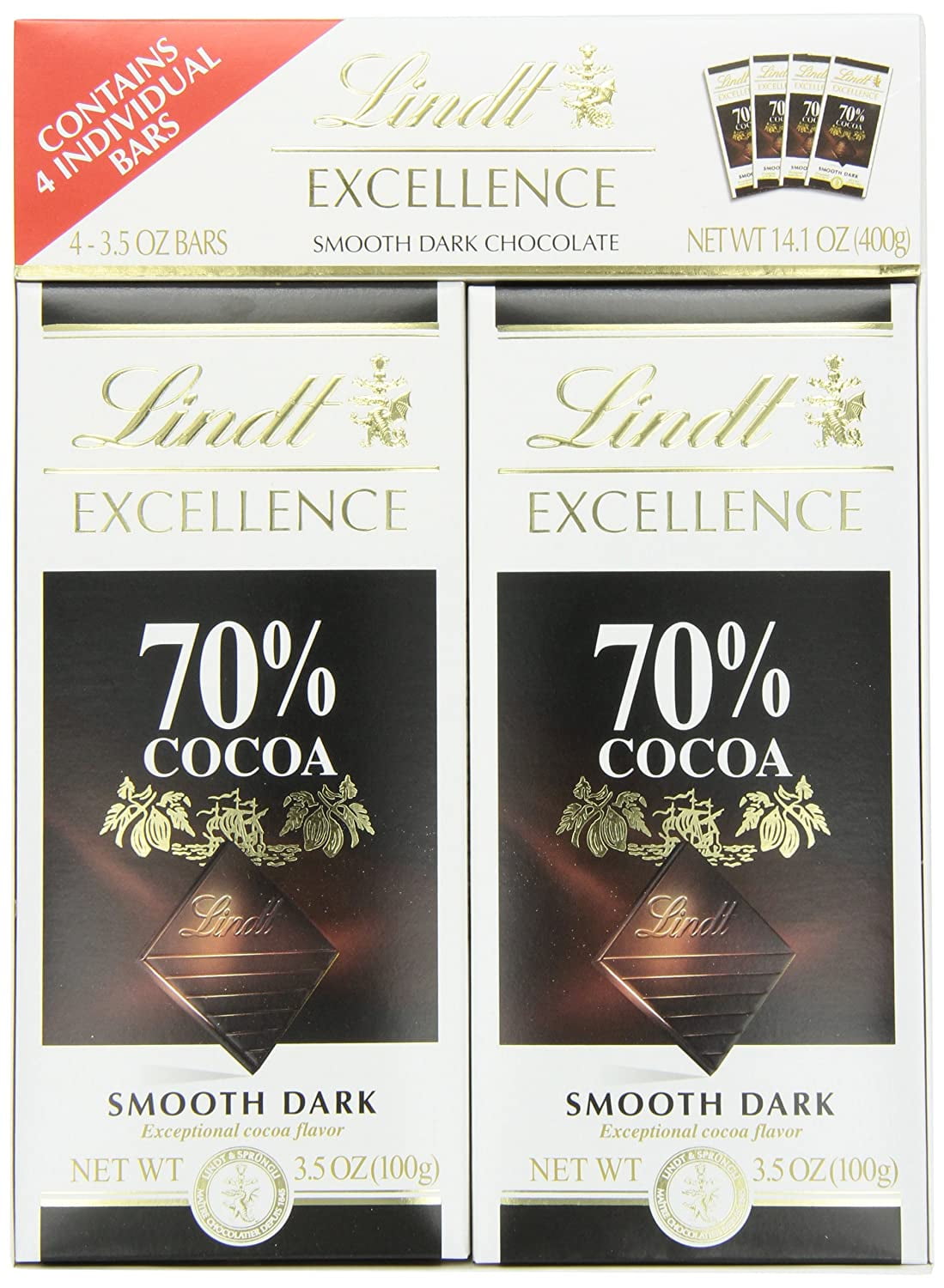 Excellence A Of Sea Salt & 70% Cocoa Dark Chocolate Bars, 3.5 Ounce - 4 ...