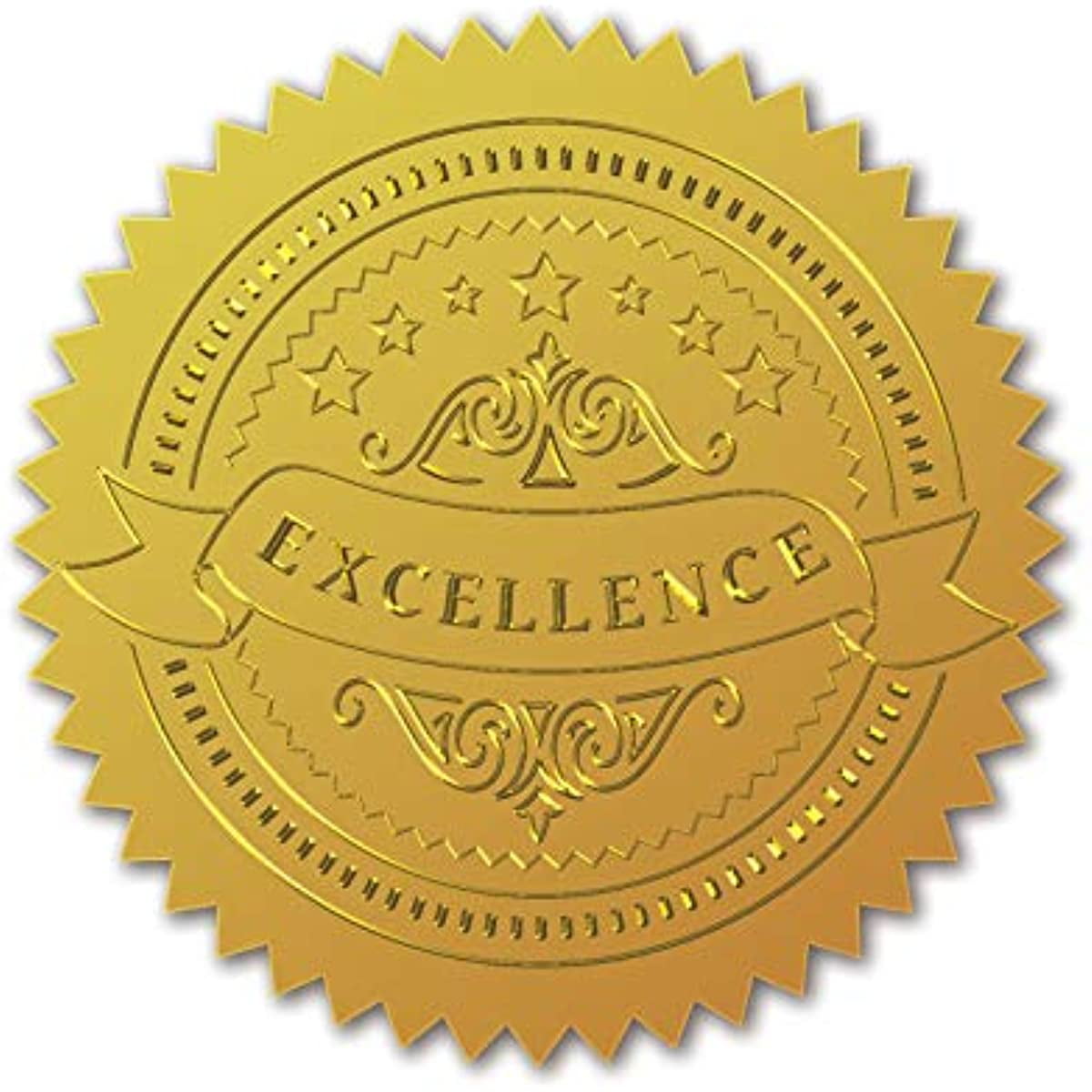 Excellence Gold Foil Certificate Seals Self Adhesive Embossed Seals ...