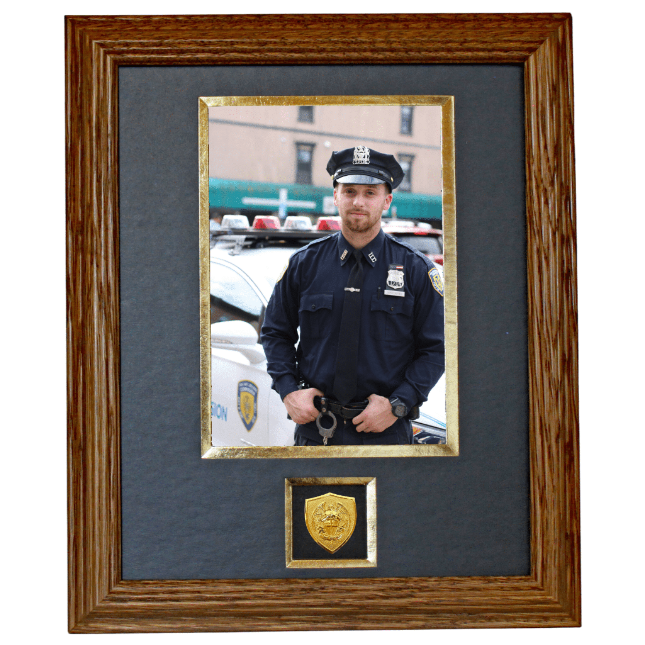 Excellence Police Photo Frame, American Oak 8" x 10" for 5" x 7" Photo ...