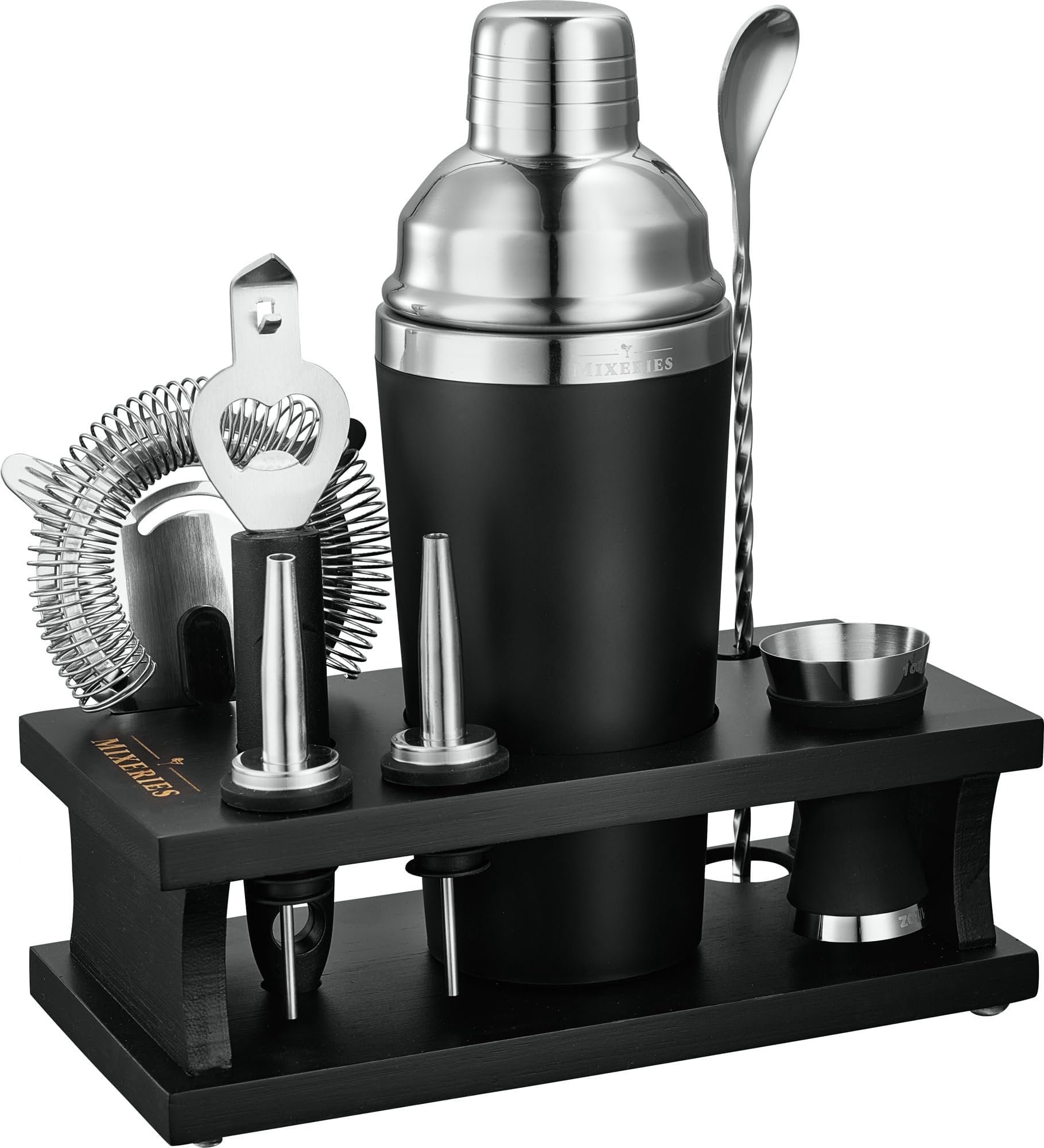 Mixeries, Mixology Bartender Kit with Stand, 24oz shaker, Black ...