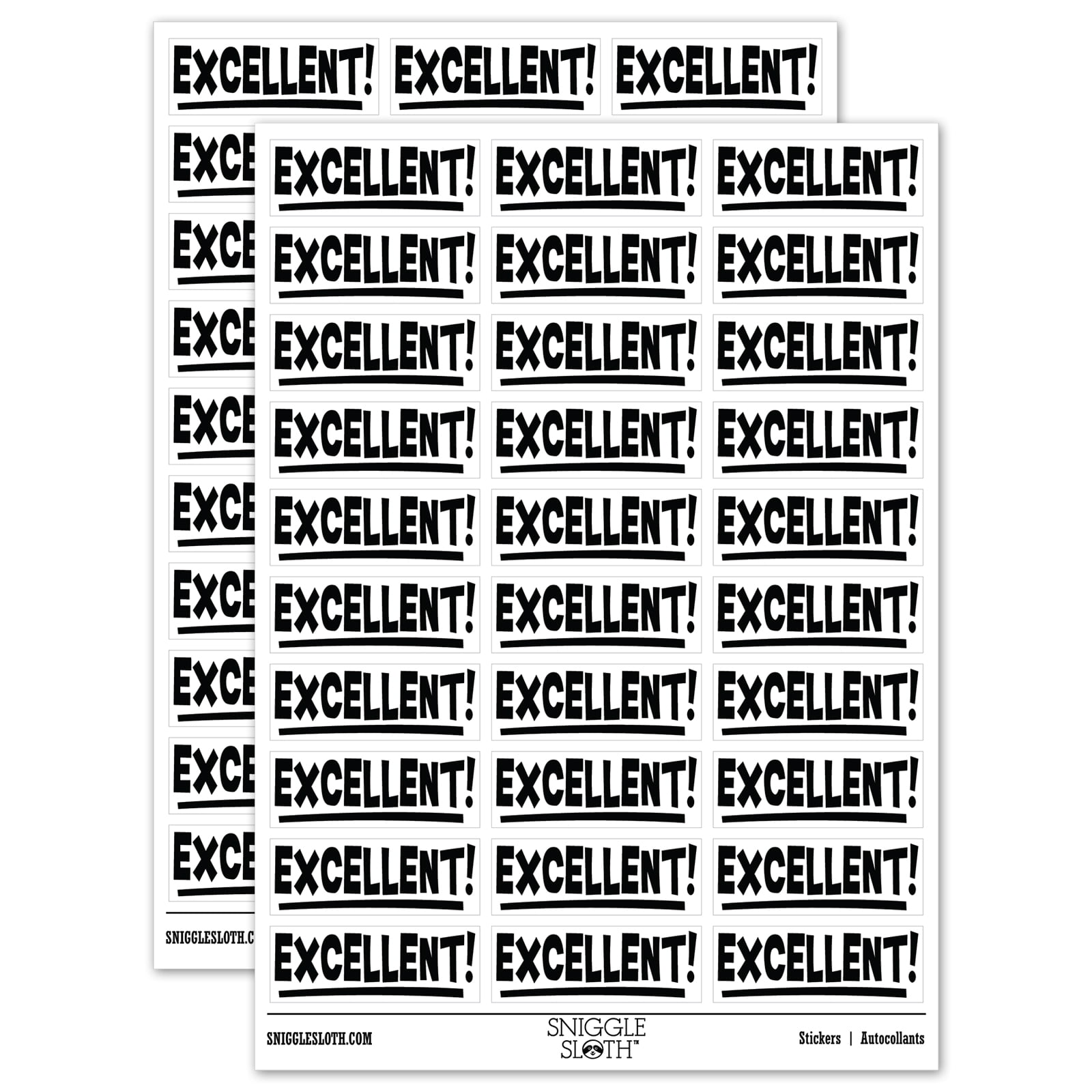 Excellent School Teacher Fun Sticker Set - White - Gloss Finish - 1.75 ...