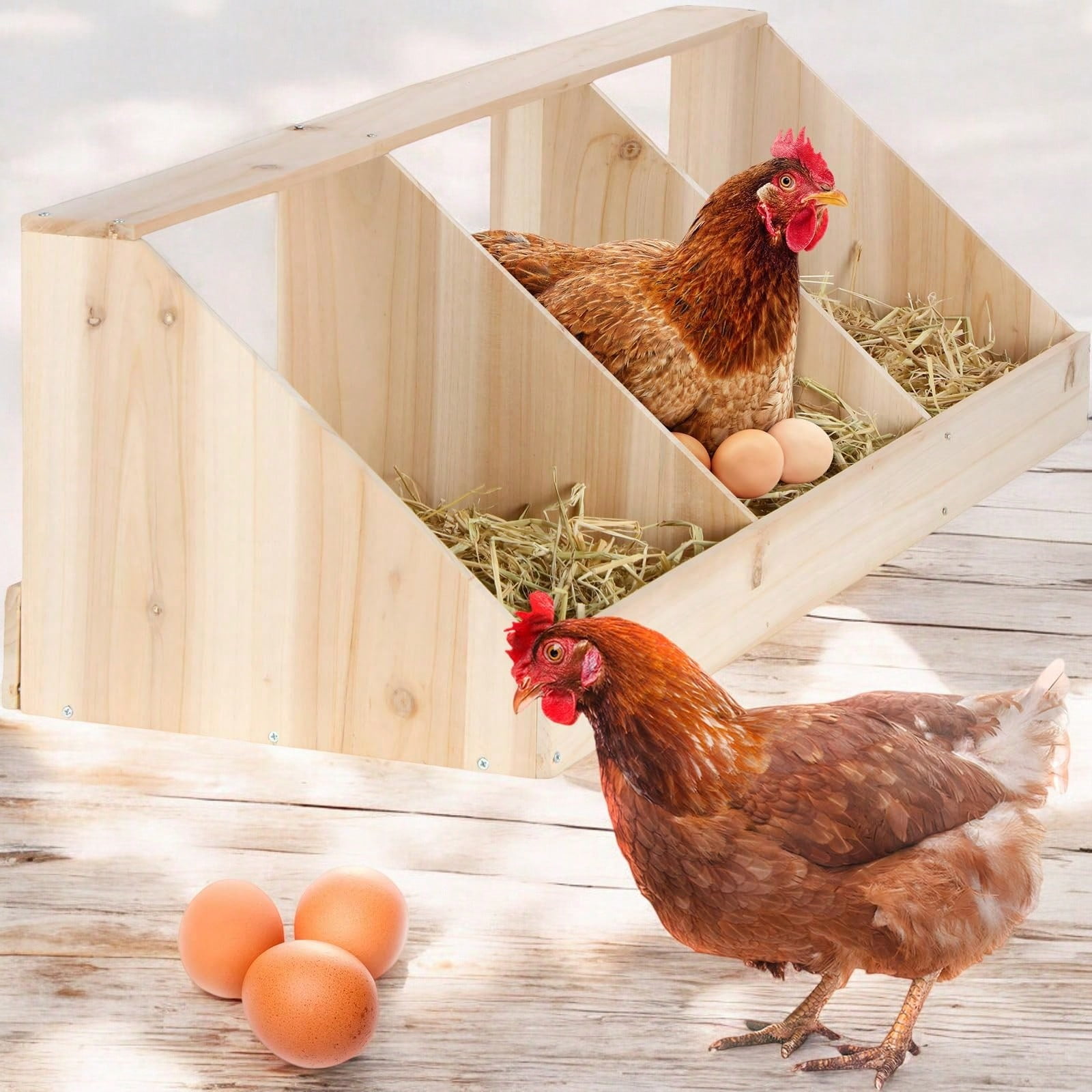 Excellent Triple Nesting Boxes Wood Chicken Nesting Box 3 Compartment ...