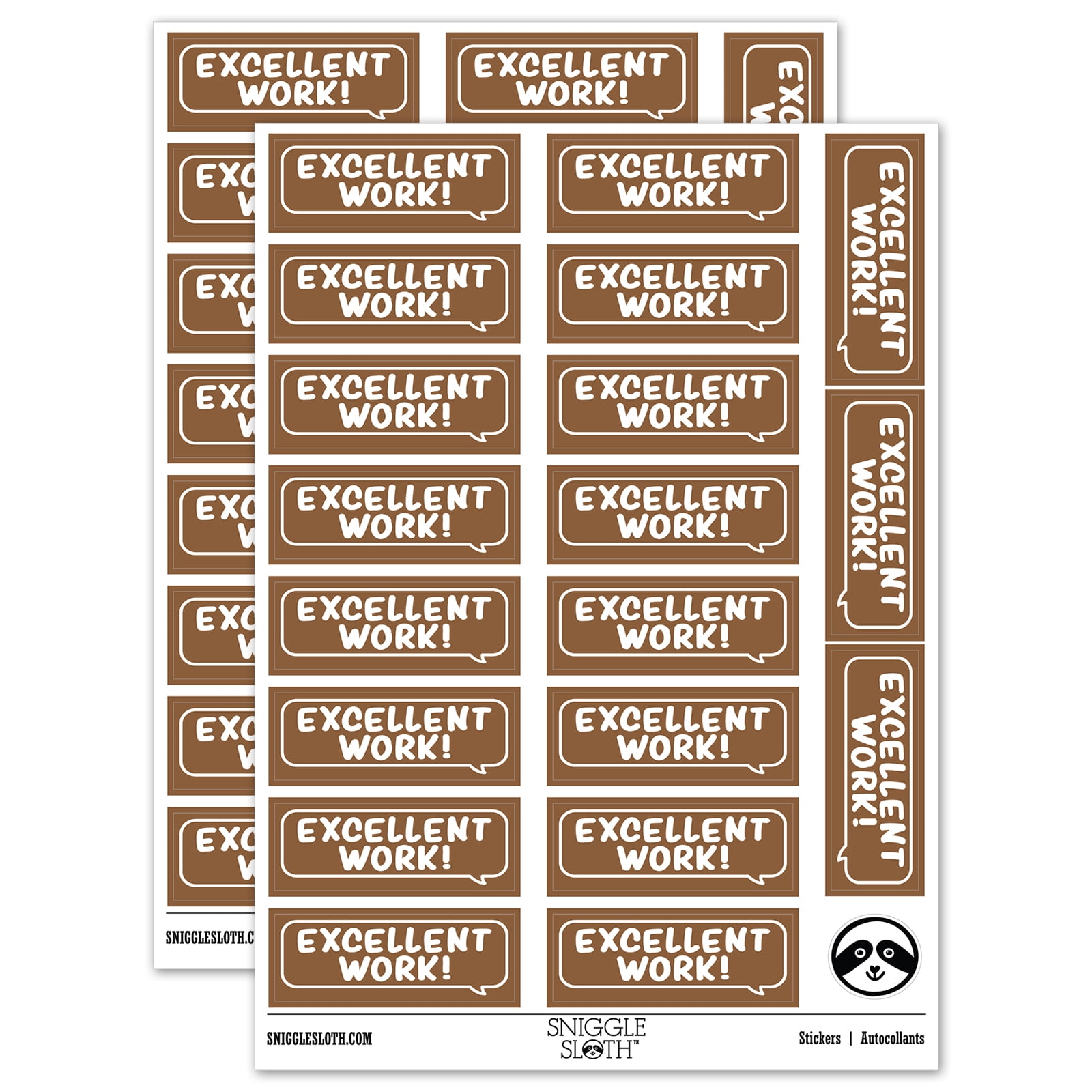 Excellent Work Speech Bubble Teacher Student School Sticker Set - Brown ...
