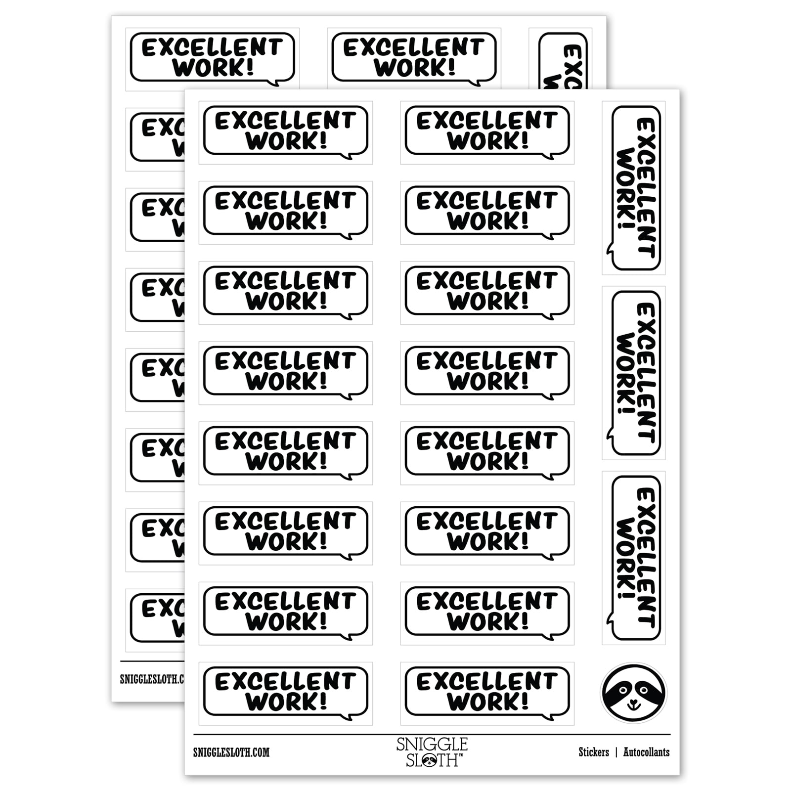 Excellent Work Speech Bubble Teacher Student School Sticker Set - White ...