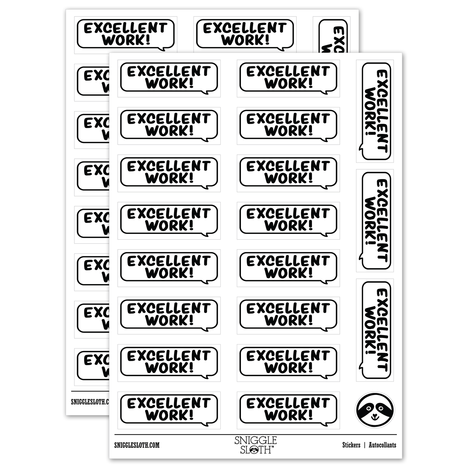 Excellent Work Speech Bubble Teacher Student School Sticker Set - White ...