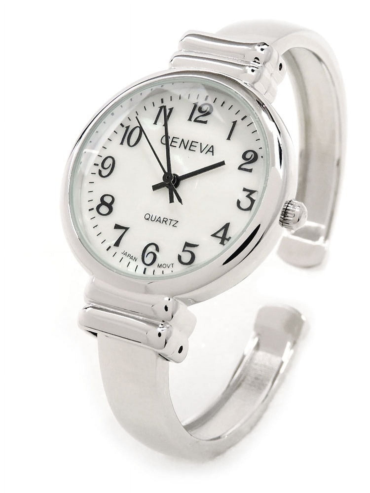 ExcellentWatchesInc - Silver SL Geneva Women's Bangle Cuff Bracelet ...