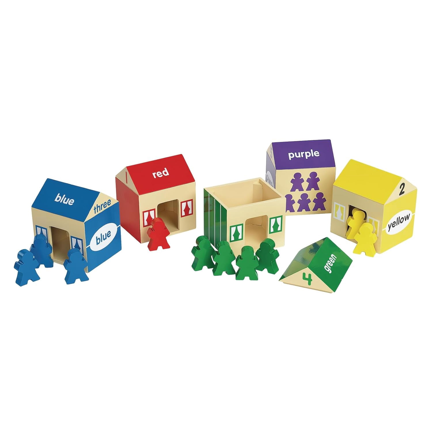Excellerations 5 Inch Wooden Counting Houses and 2 inch People, 20 ...