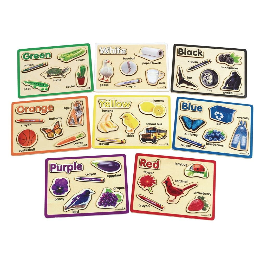 Excellerations Color Puzzles - EC36 Set of 8, Wooden Puzzles Featuring ...