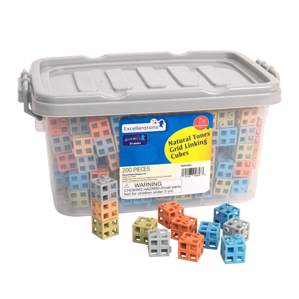 Excellerations Natural Tones Grid Linking Cubes - 200 Pieces - Walmart.com