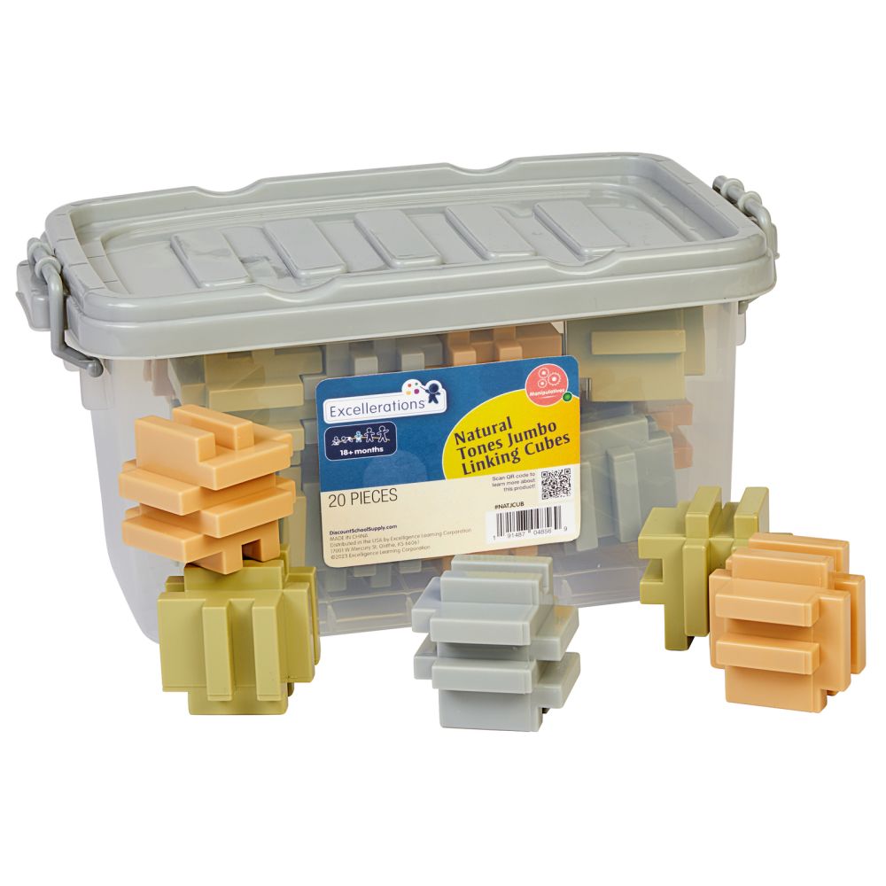 Excellerations Natural Tones Jumbo Linking Cubes - 20 Pieces - Walmart.com