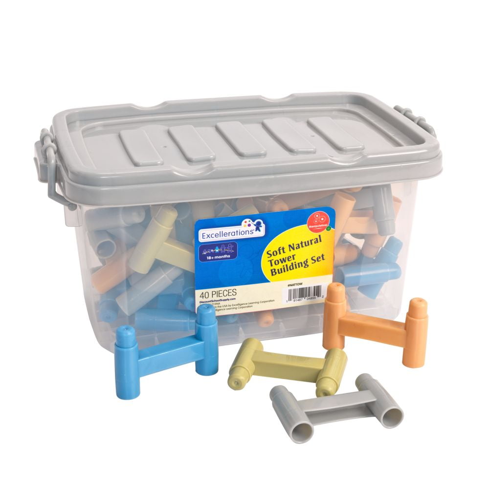 Excellerations Natural Tones Tower Building Set - 40 Pieces - Walmart.com
